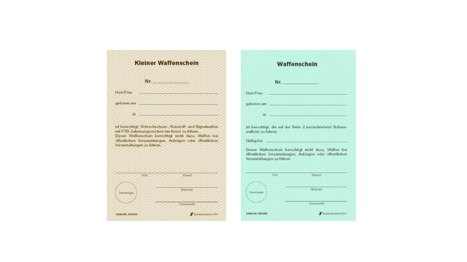 Waffenbesitzkarte, Waffenschein & Co. - Teil 2